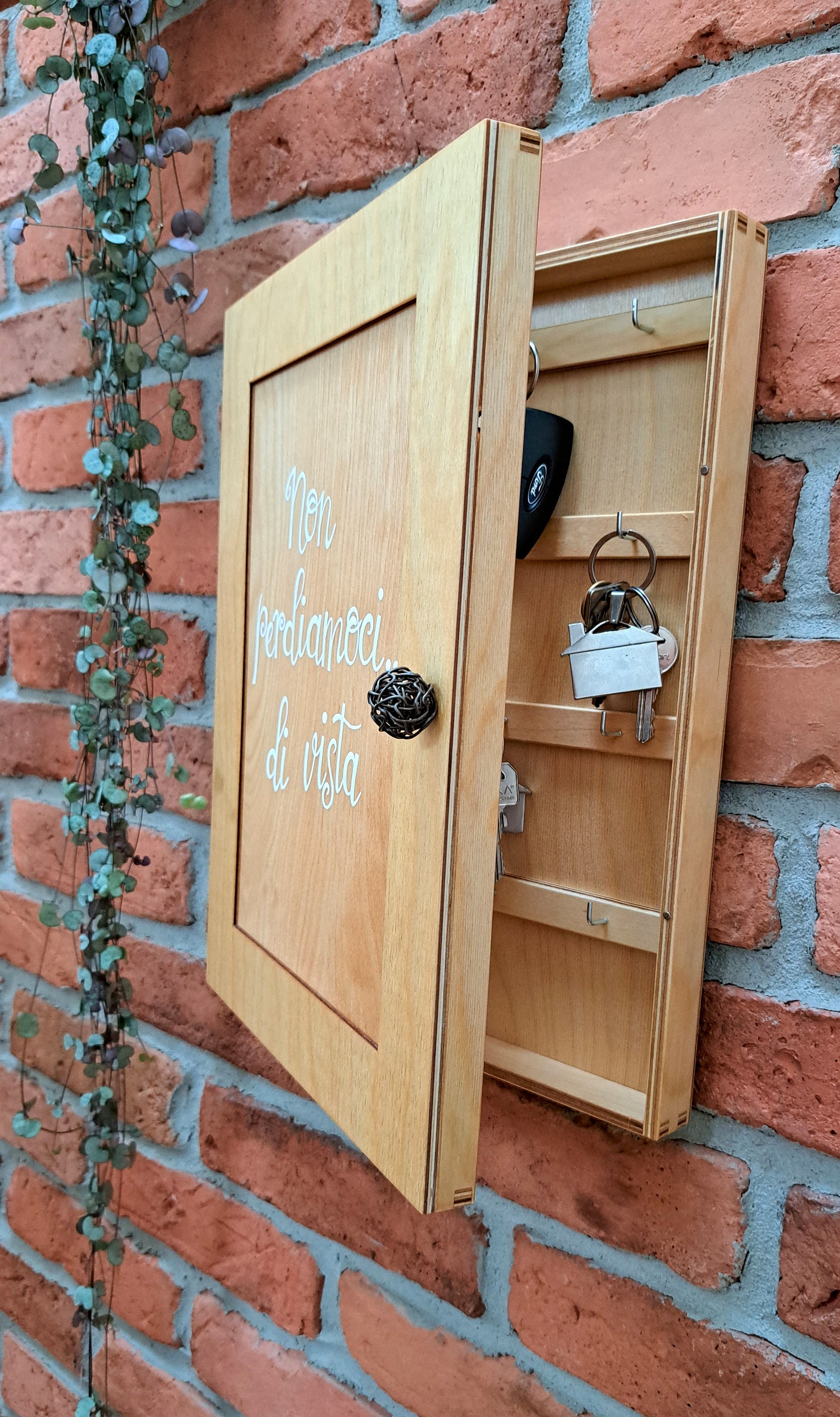Rustic Shutters Natural Wooden Family Big Key Box, Hanging Key Box, Key ...
