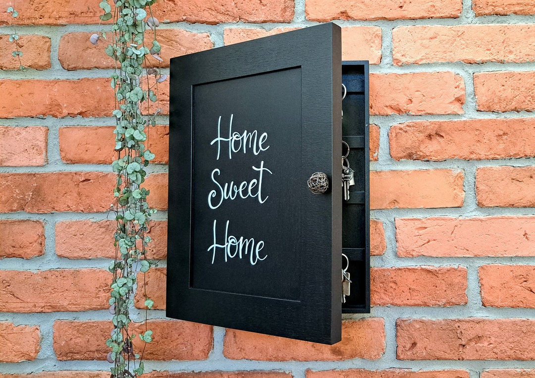 Natural Wooden Black Shutters Big Key Box, Personalized Hand Painted ...