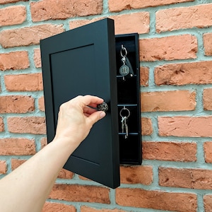 Black Shutters Natural Wooden Family Big Key Box, Hanging Key Box, Key ...