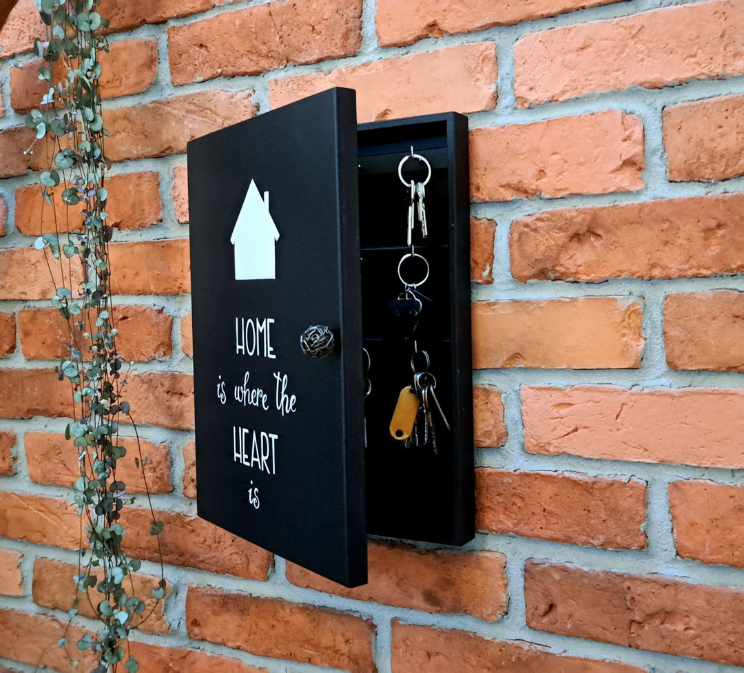 Personalized Natural Wooden Family Big Key Box, Hanging Key Box, Key ...