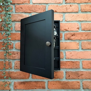 Black Shutters Natural Wooden Family Big Key Box, Hanging Key Box, Key ...