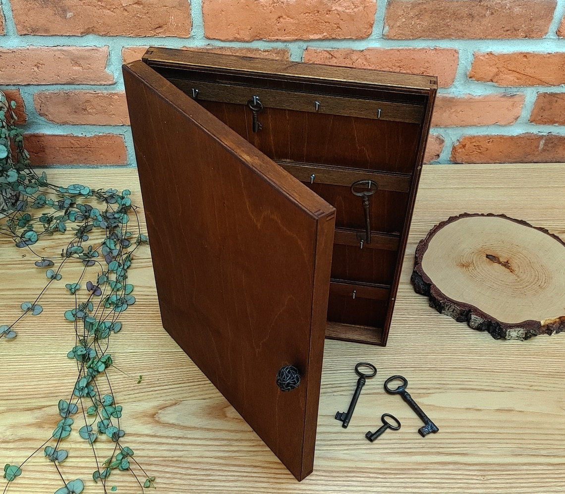 Personalized Natural Wooden Family Big Key Box Hanging Key | Etsy