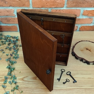 Personalized Natural Wooden Family Big Key Box, Hanging Key Box, Key ...