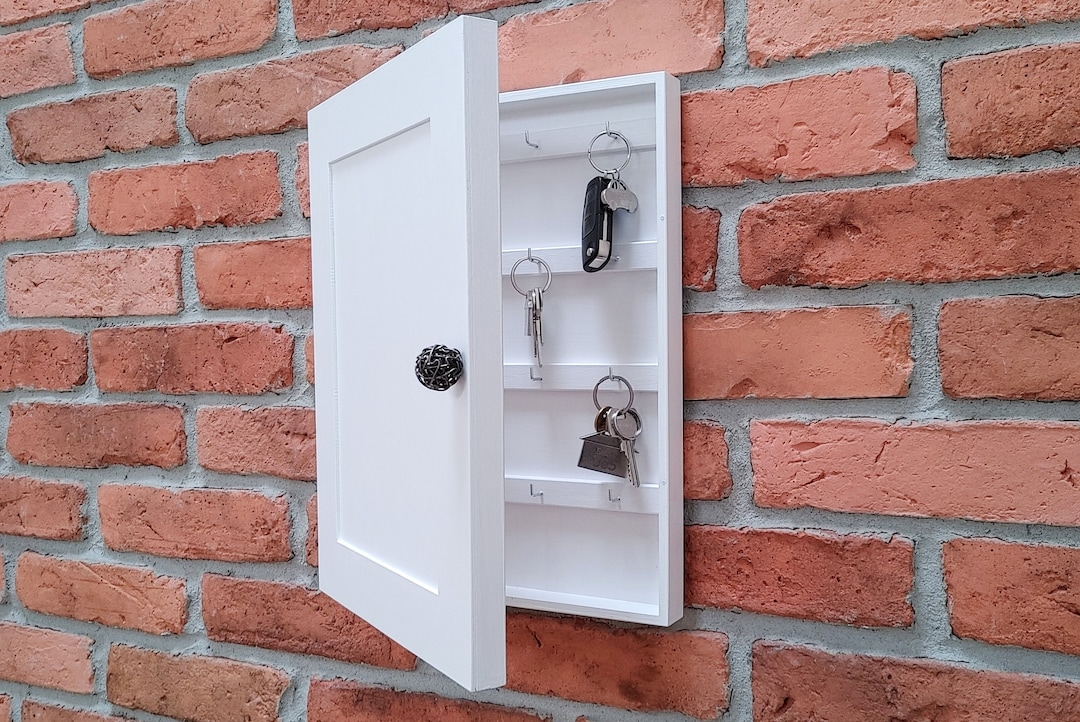 White Shutters Natural Wooden Family Big Key Box, Hanging Key Box, Key ...