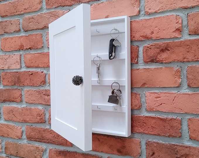 White Shutters Natural Wooden Family Big Key Box, Hanging Key Box, Key ...