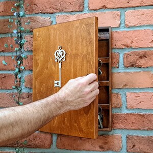 Personalized Natural Wooden Family Key Box, Hanging Key Box, Key Hooks ...
