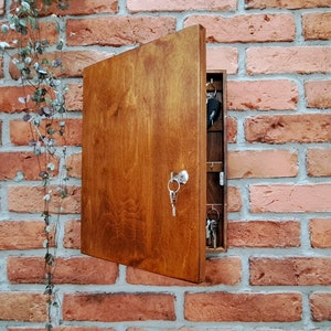 Personalized Lockable Hanging Wooden Key Box, Key Safe, Large Hanging ...