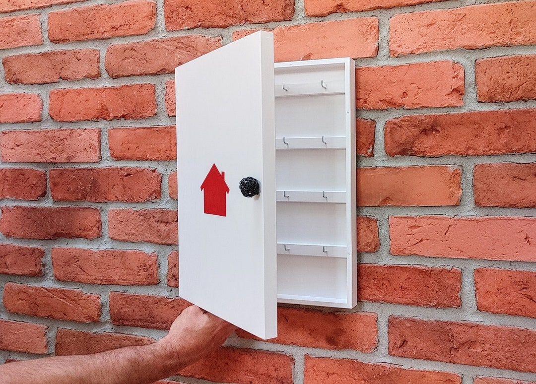 Personalized Hand Painted Natural Wooden Family Big Key Box, Hanging ...