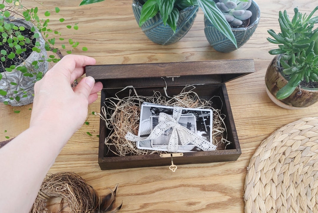 Lockable Natural Big Wooden Box With Lid and a Key Storage - Etsy