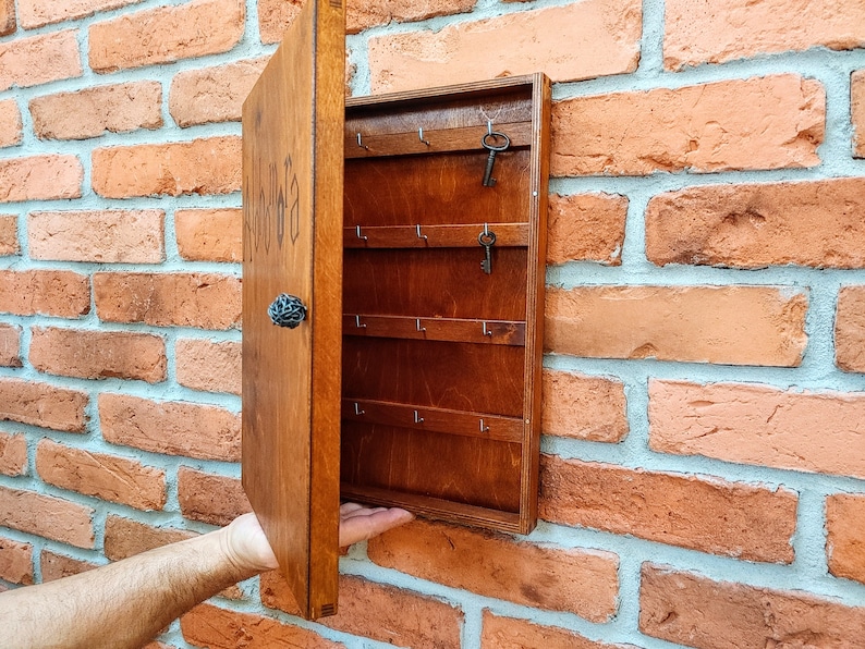 Personalized Natural Wooden Family Big Key Box Hanging Key | Etsy