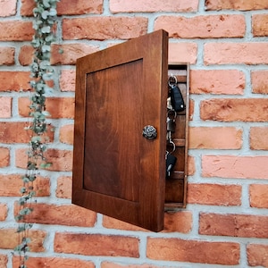Walnut Dark Shutters Natural Wooden Family Big Key Box, Hanging Key Box ...