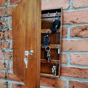 Personalized Lockable Hanging Wooden Key Box, Key Safe, Large Hanging ...