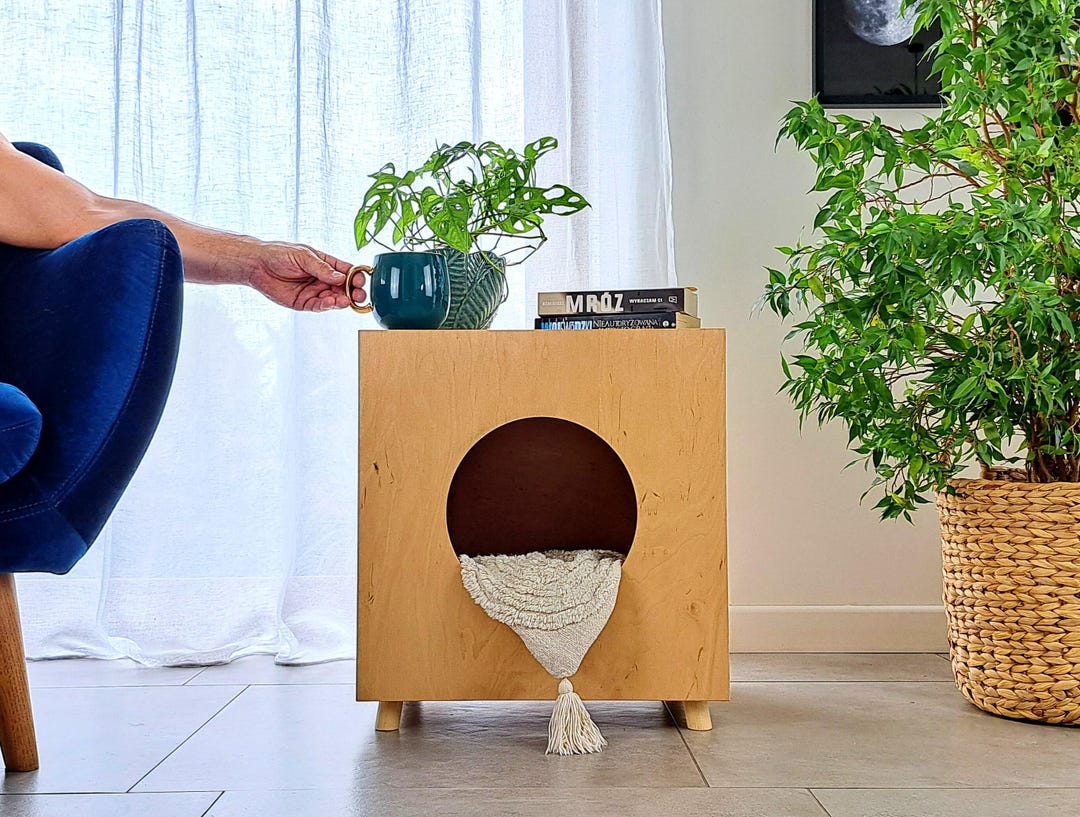 Cat Litter Box Enclosure With Litter Box and Spatula, Modern Pet House ...