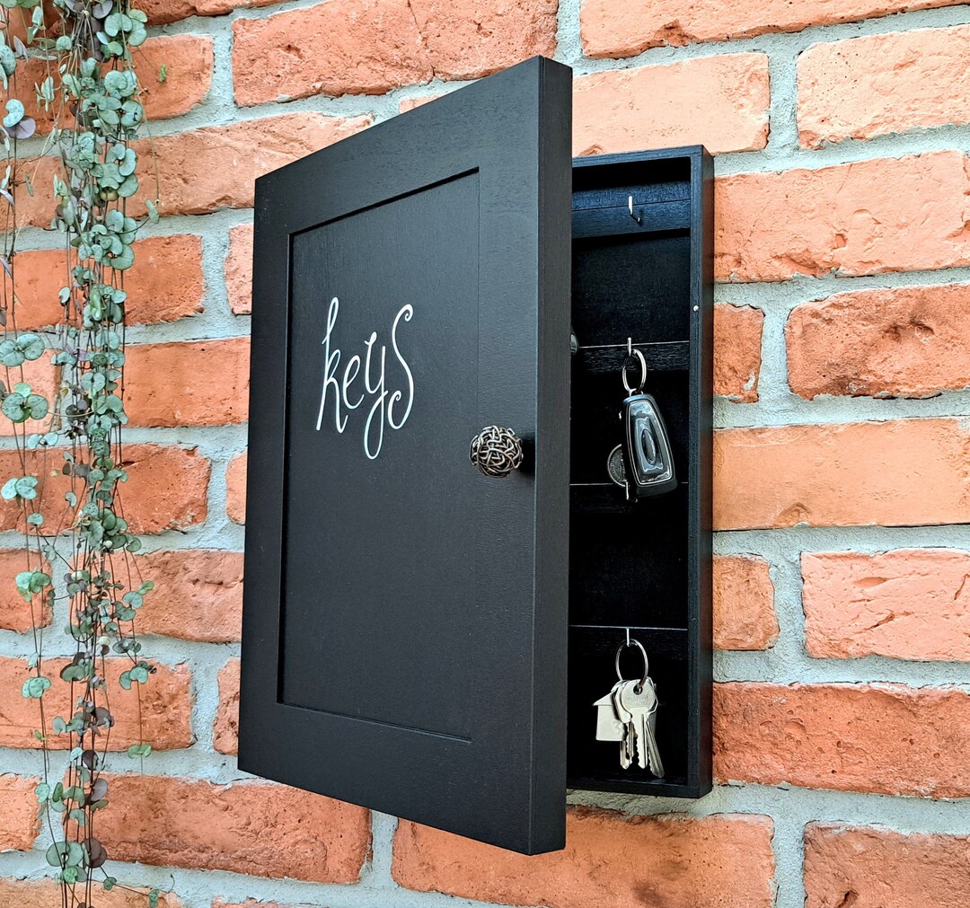 Natural Wooden Black Shutters Big Key Box, Personalized Hand Painted ...