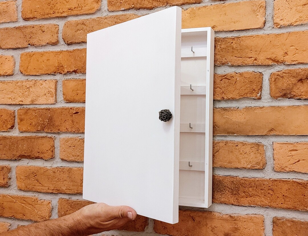 Natural Wooden Family Big Key Box, Hanging Key Box, Key Hooks, White ...