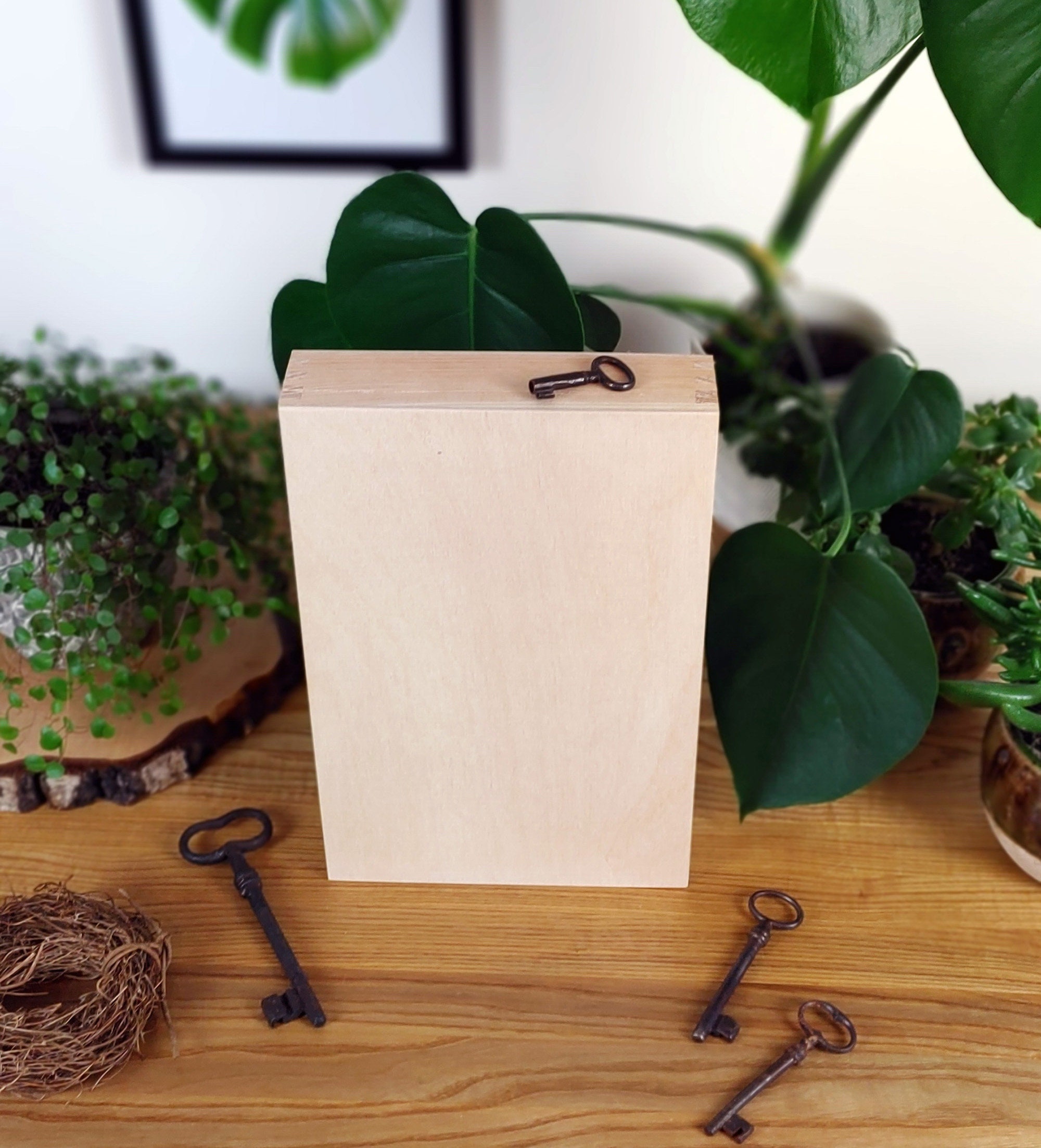 Natural Unpainted Wooden Key Box Hanging Key Box Key Hooks | Etsy