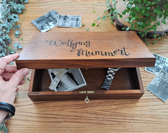 Personalized Wooden Gift Box With Lock & Key , Engraved Wood Jewelry ...