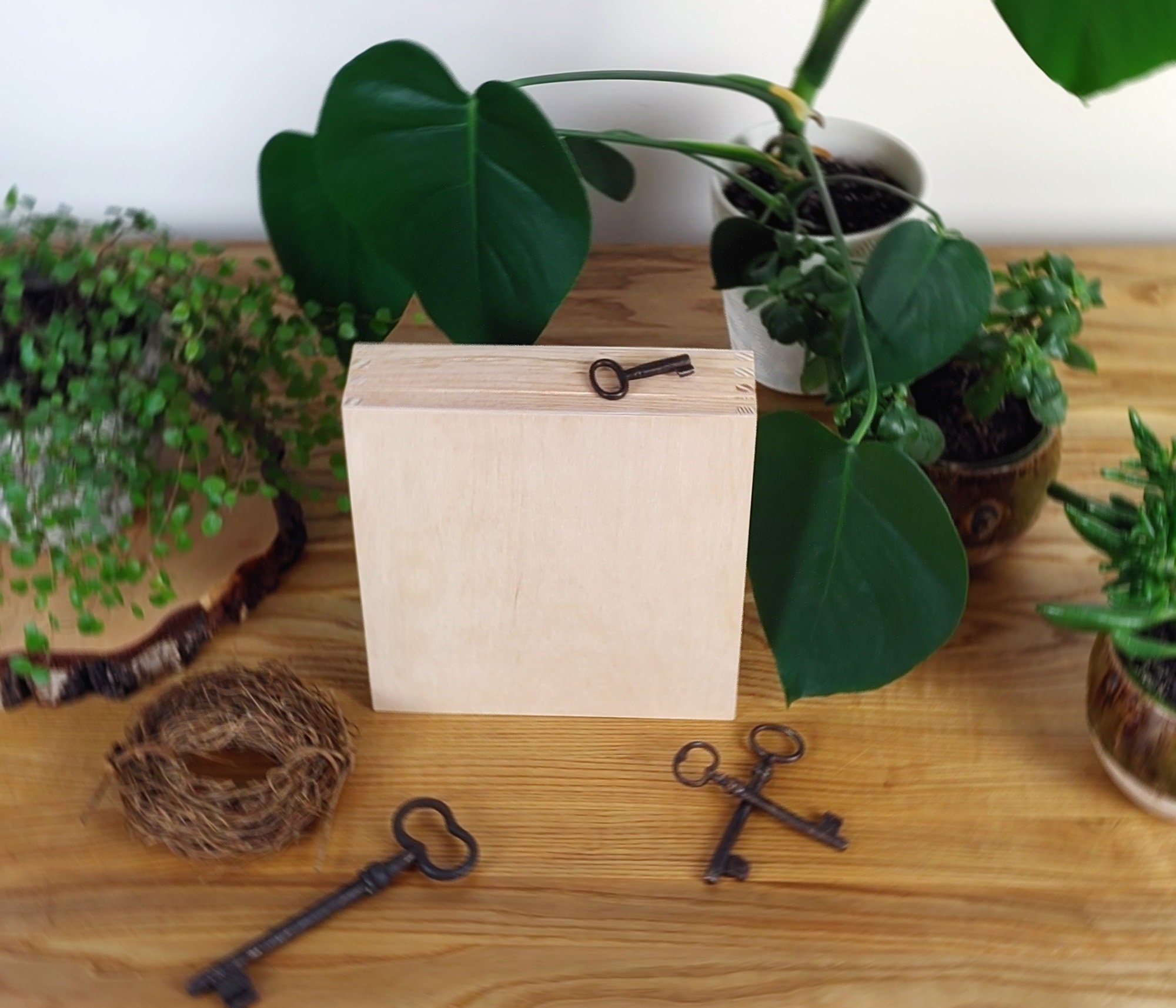 Natural Wooden White Key Box Hanging Key Box Key Hooks - Etsy