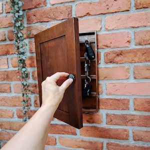 Walnut Dark Shutters Natural Wooden Family Big Key Box, Hanging Key Box ...