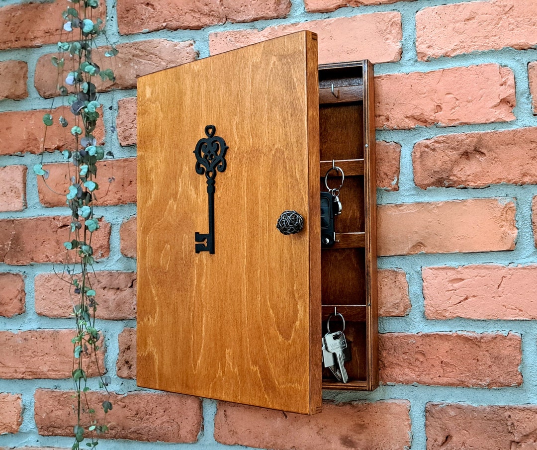Personalized Natural Wooden Family Key Box, Hanging Key Box, Key Hooks ...