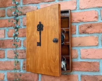 White Shutters Natural Wooden Family Big Key Box, Hanging Key Box, Key ...