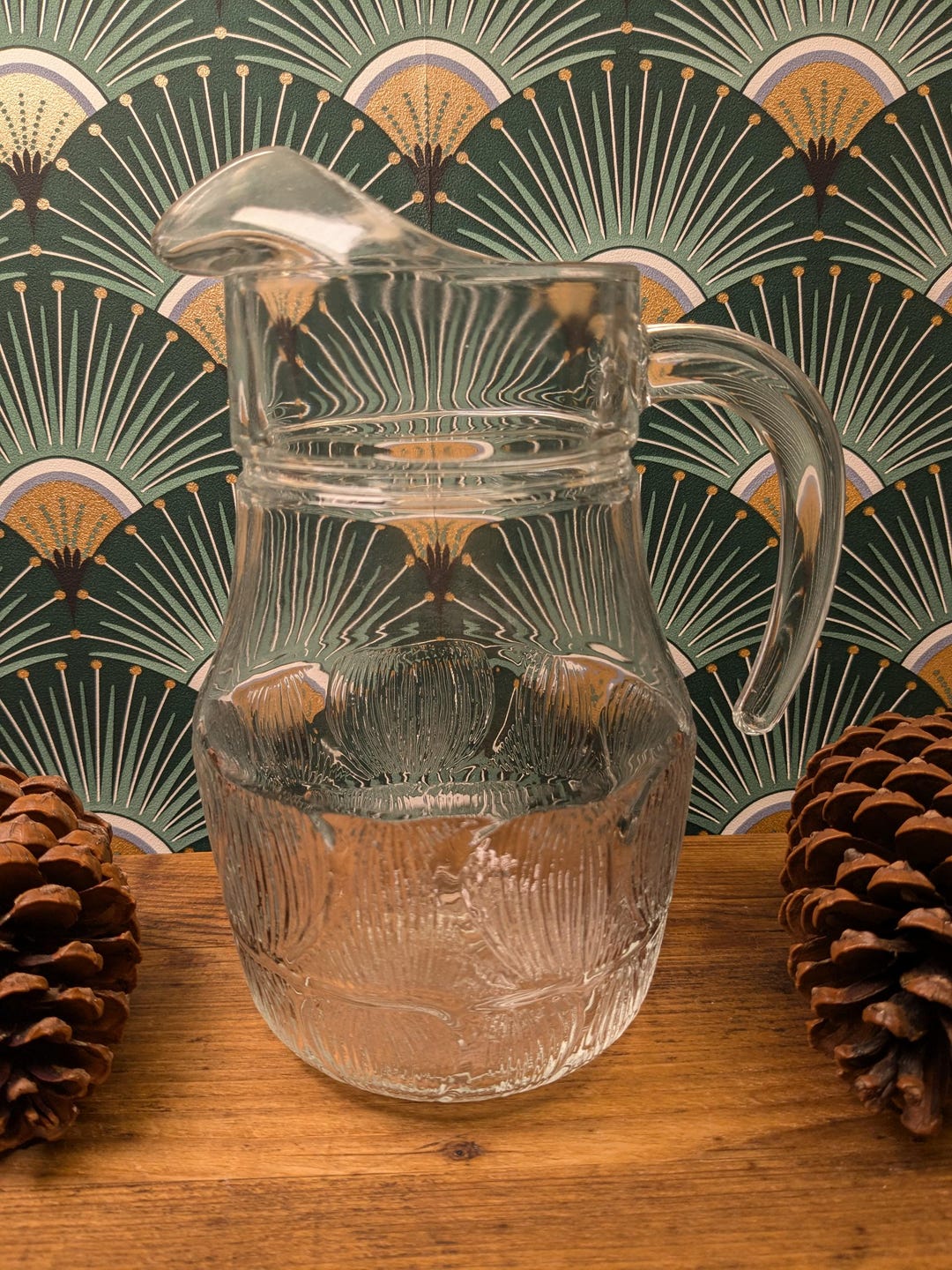 Arcoroc Fleur Glass Pitcher From the 1970s, Made in France, Retro Glass ...