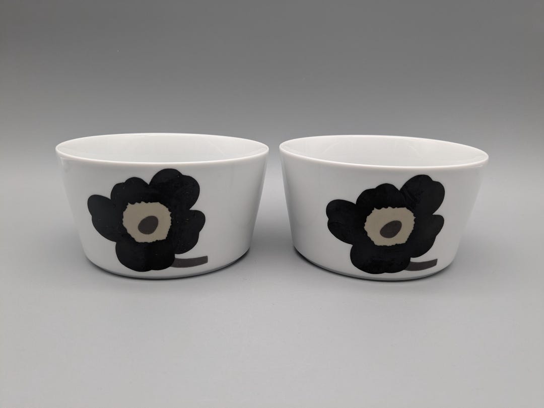 Marimekko Unikko Pattern, Black Flower Cereal Bowl Finland, 2001, - Etsy