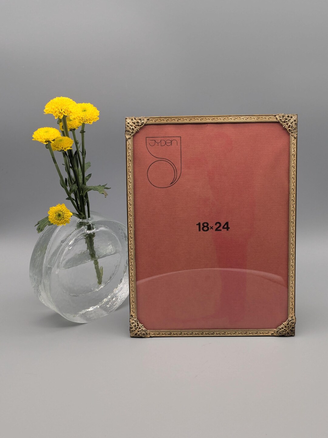 Jyden Denmark Picture Frame Metal Brass, Vintage, Curved Glass - Etsy