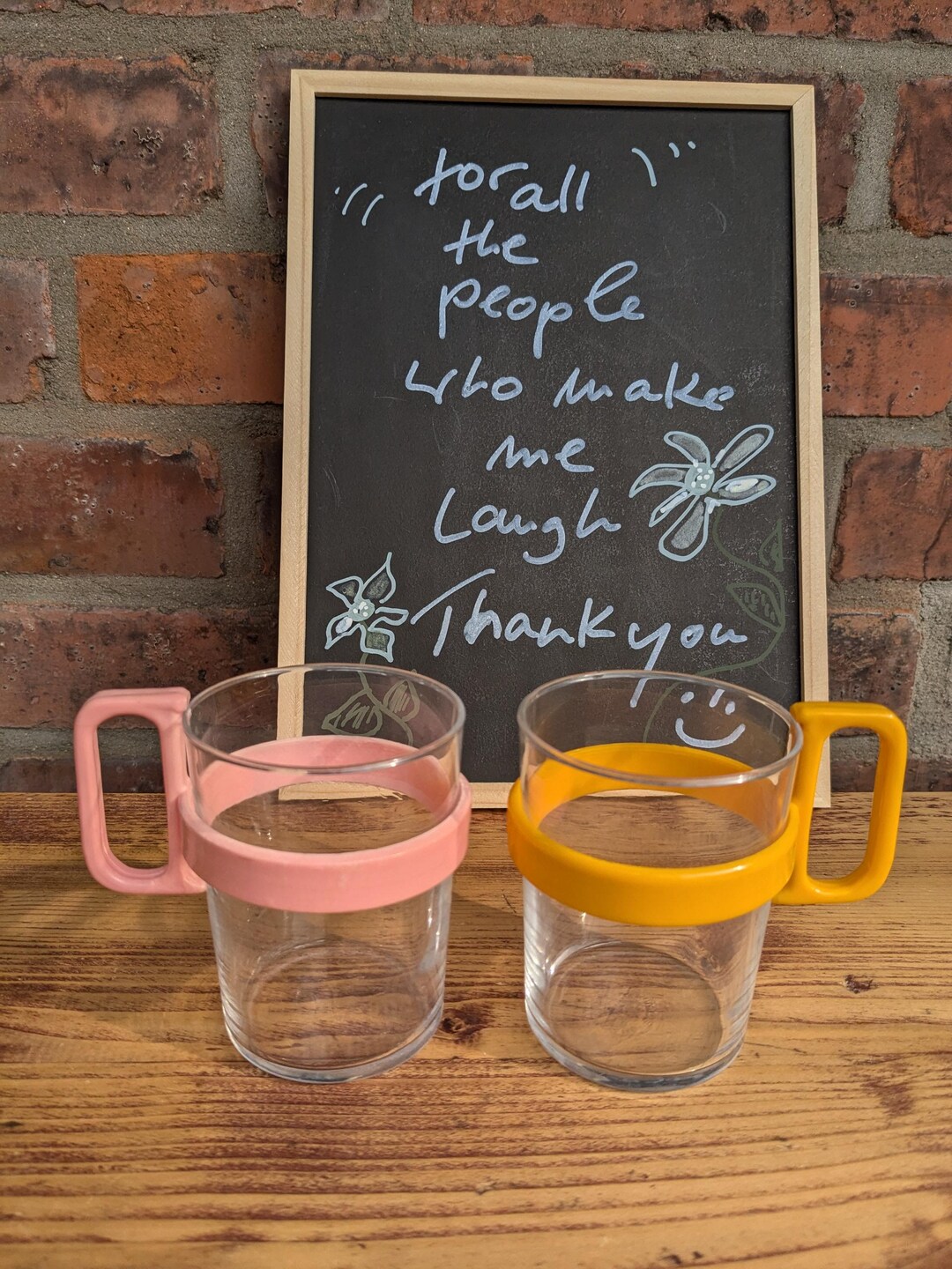 2 Vintage Duralex Tea Glasses France Punch Bowl 70s Orange-yellow and ...