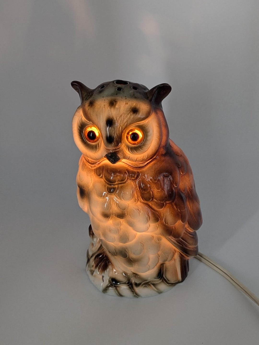 Gh&co Ceramic Night Light Owl, Vintage Porcelain Lamp, Retro Porcelain ...