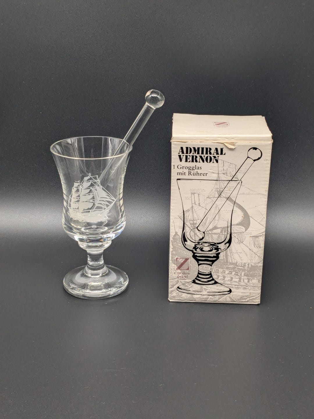 Grog Glass ADMIRAL VERNON With Glass Stirrer, Cristallerie Zwiesel With ...