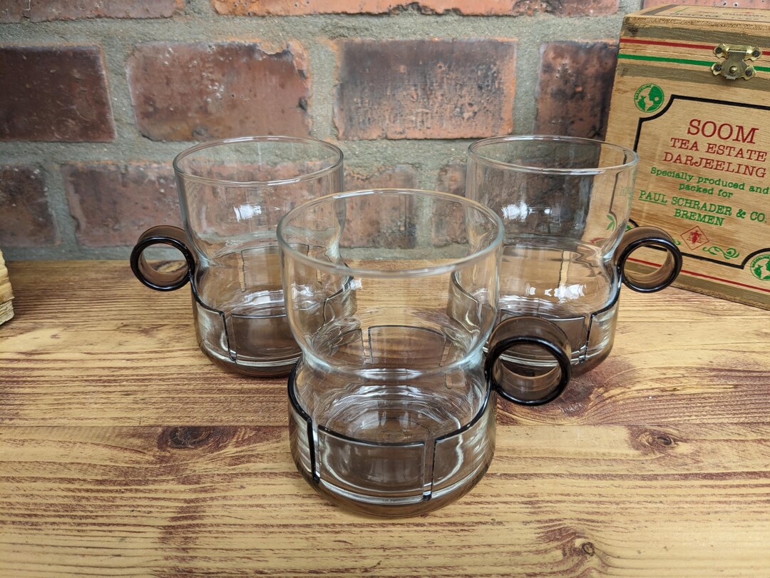 Melitta Germany 60s Tea Glasses With Lid Smoke Brown Vintage - Etsy