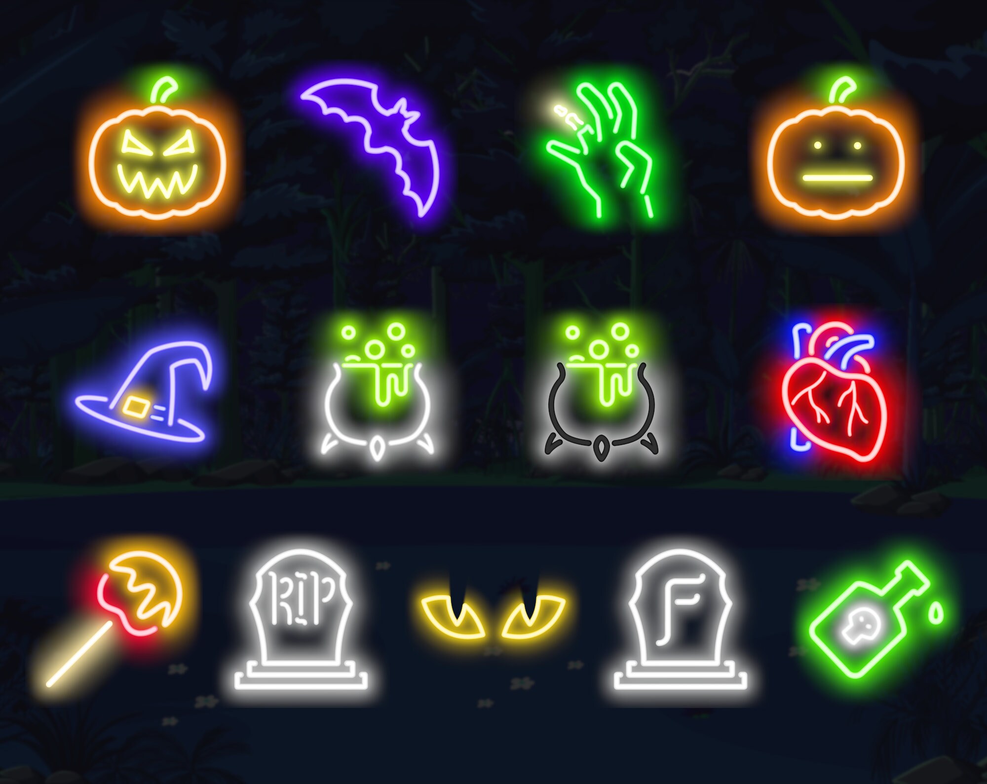Twitch Emotes - Halloween - Spooky Neon - Etsy