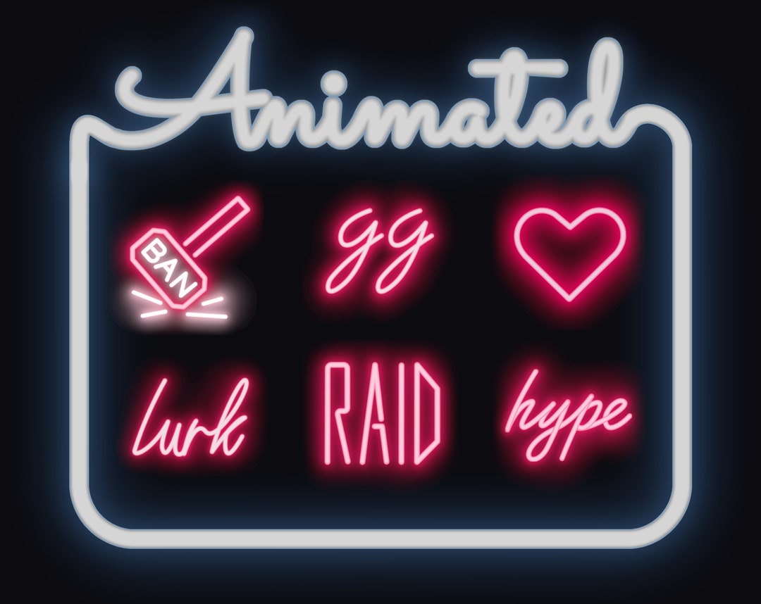 Twitch Emotes Neon Essentials Animated Pink - Etsy
