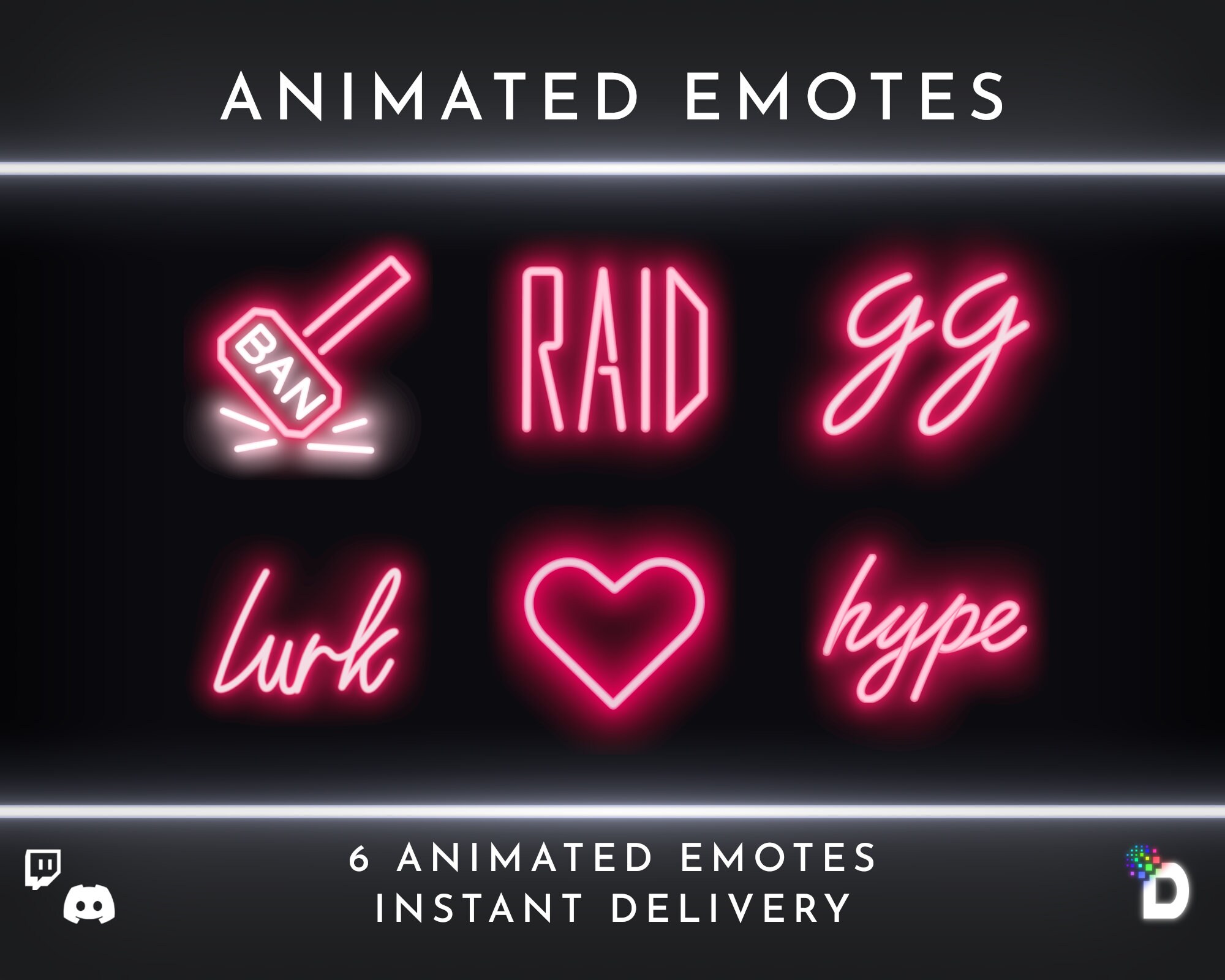 Twitch Emotes - Neon Essentials - Animated - Pink - Etsy