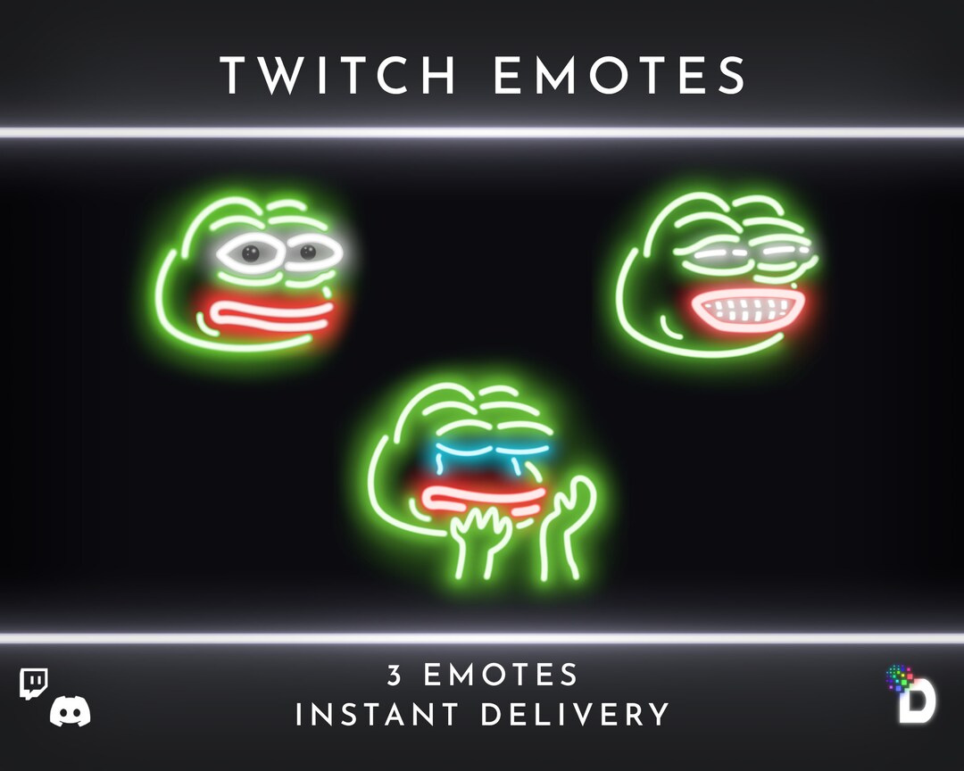 Twitch Emotes - Neon Puny Pepe Pack - Etsy