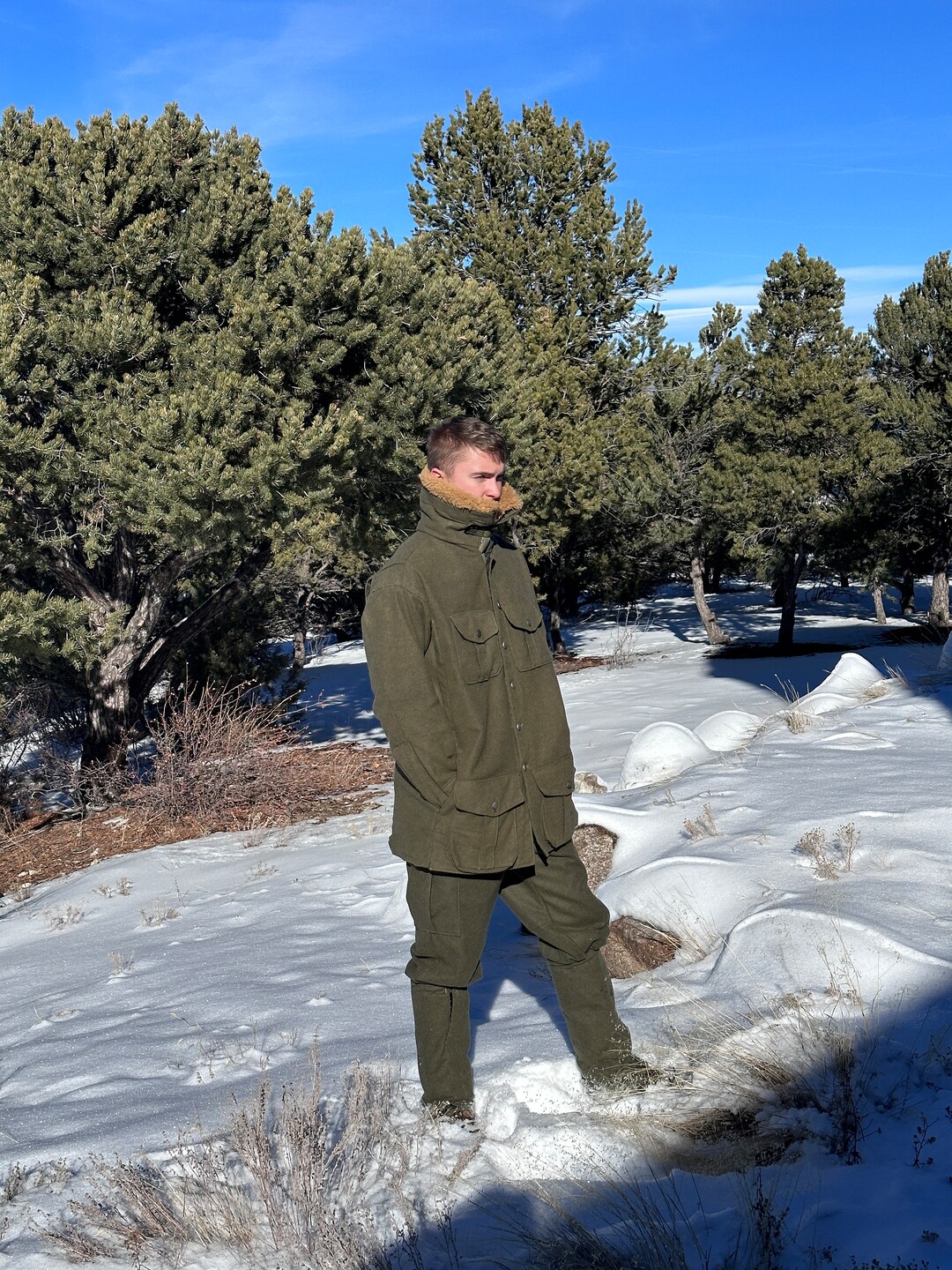 Wool Hunting Jacket, Trousers and Gaiters, Field Gray Wool, Windproof ...