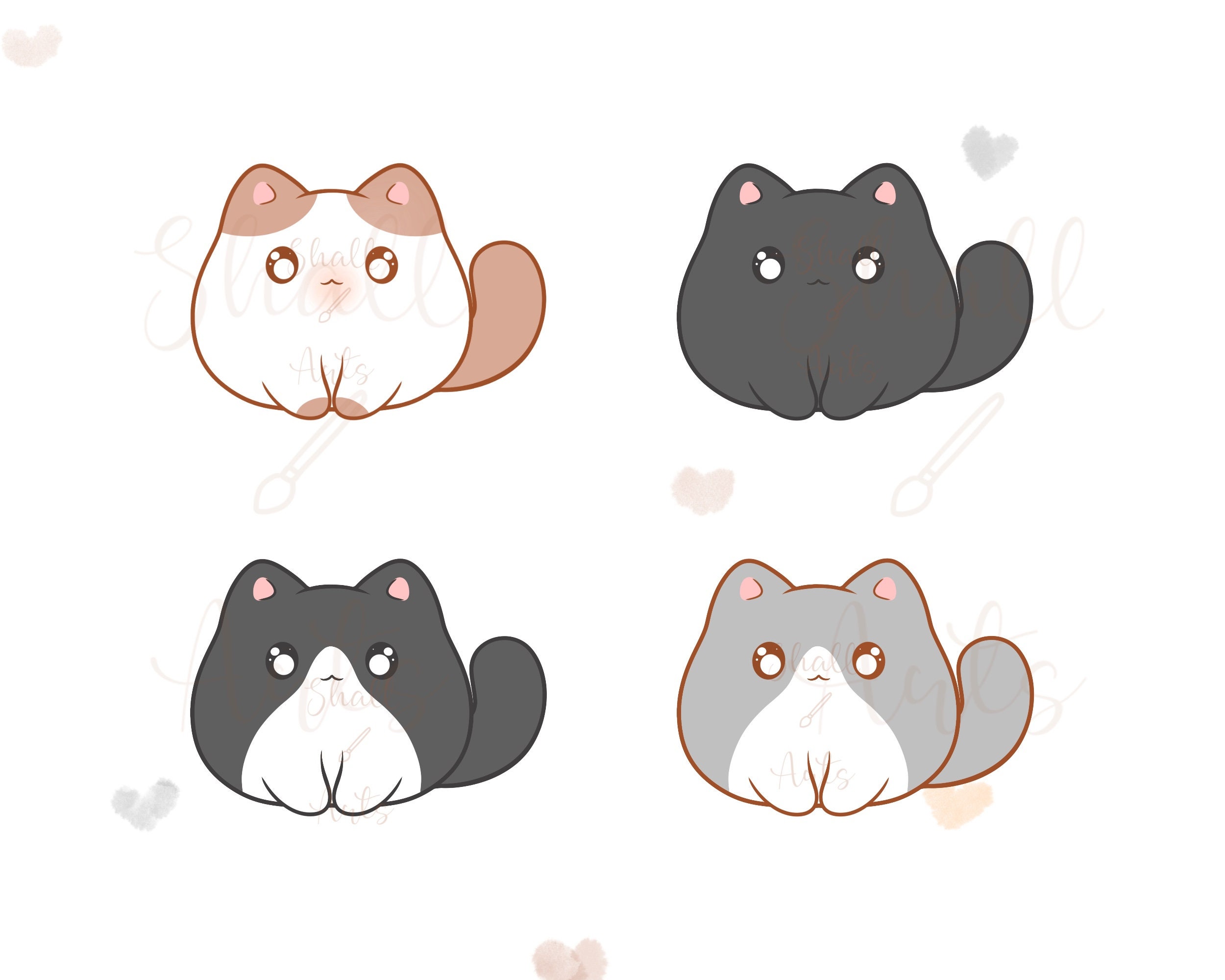 Cute Cats Clipart Cat Png Cute Chonky Cats Clipart Digital Etsy