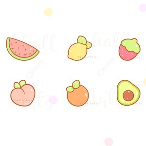 Kawaii Fruits Clipart, Fruits PNG, Cute Fruits Clipart, Strawberry ...
