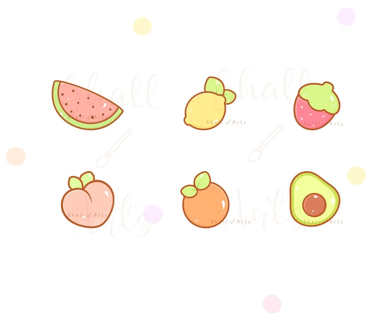 Kawaii Fruits Clipart Fruits PNG Cute Fruits Clipart - Etsy