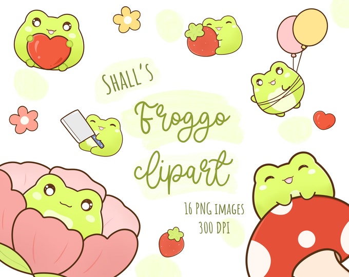 Kawaii Frog Clipart 2 Frog PNG Cute Frog Clipart Swamp - Etsy