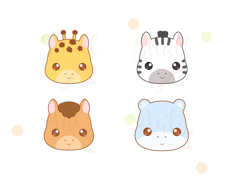 Cute Wild Animal Faces Clipart Animal Headshot Clipart - Etsy
