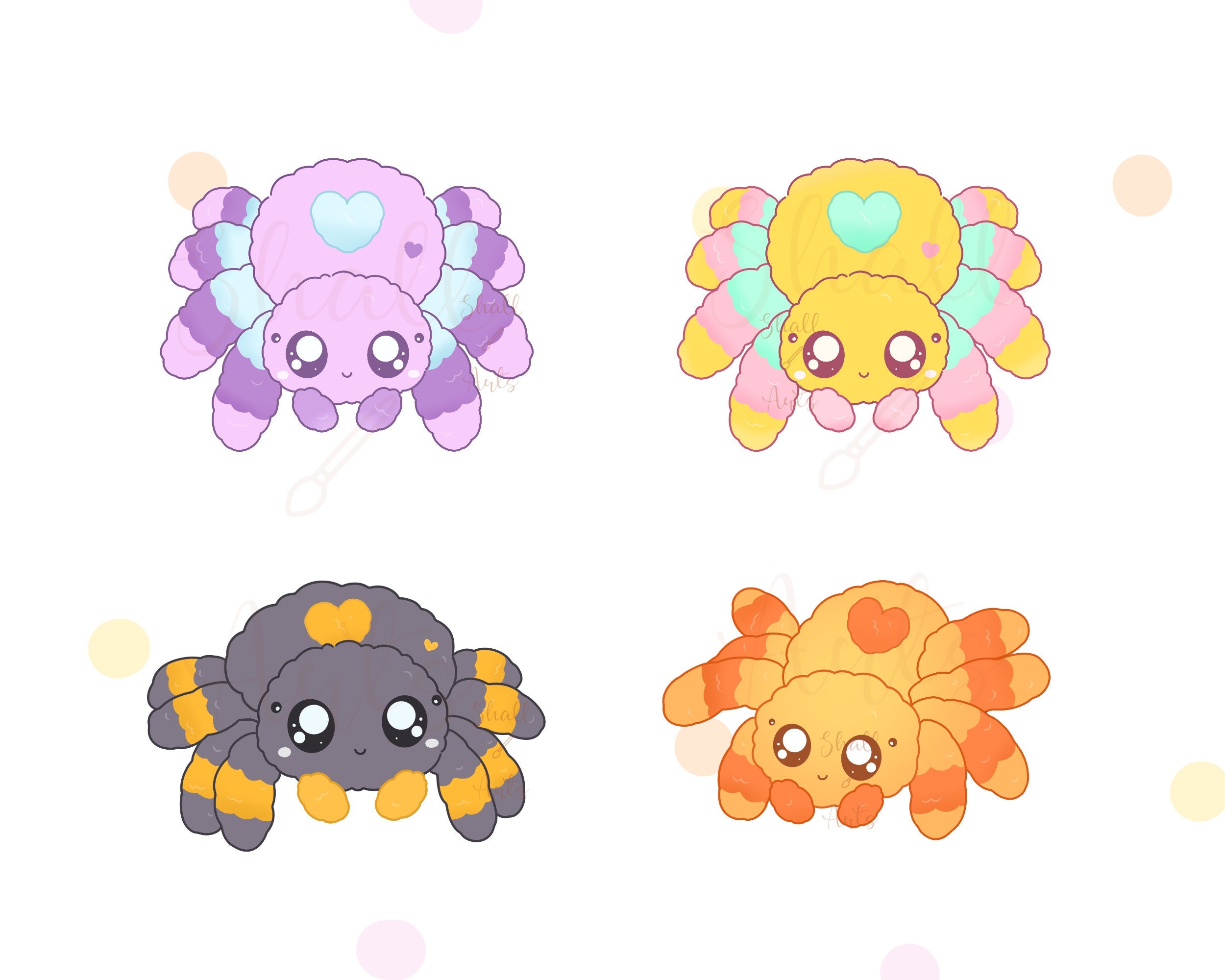 Cute Fuzzy Halloween Spiders Clipart, Spiders PNG, Cute Halloween ...