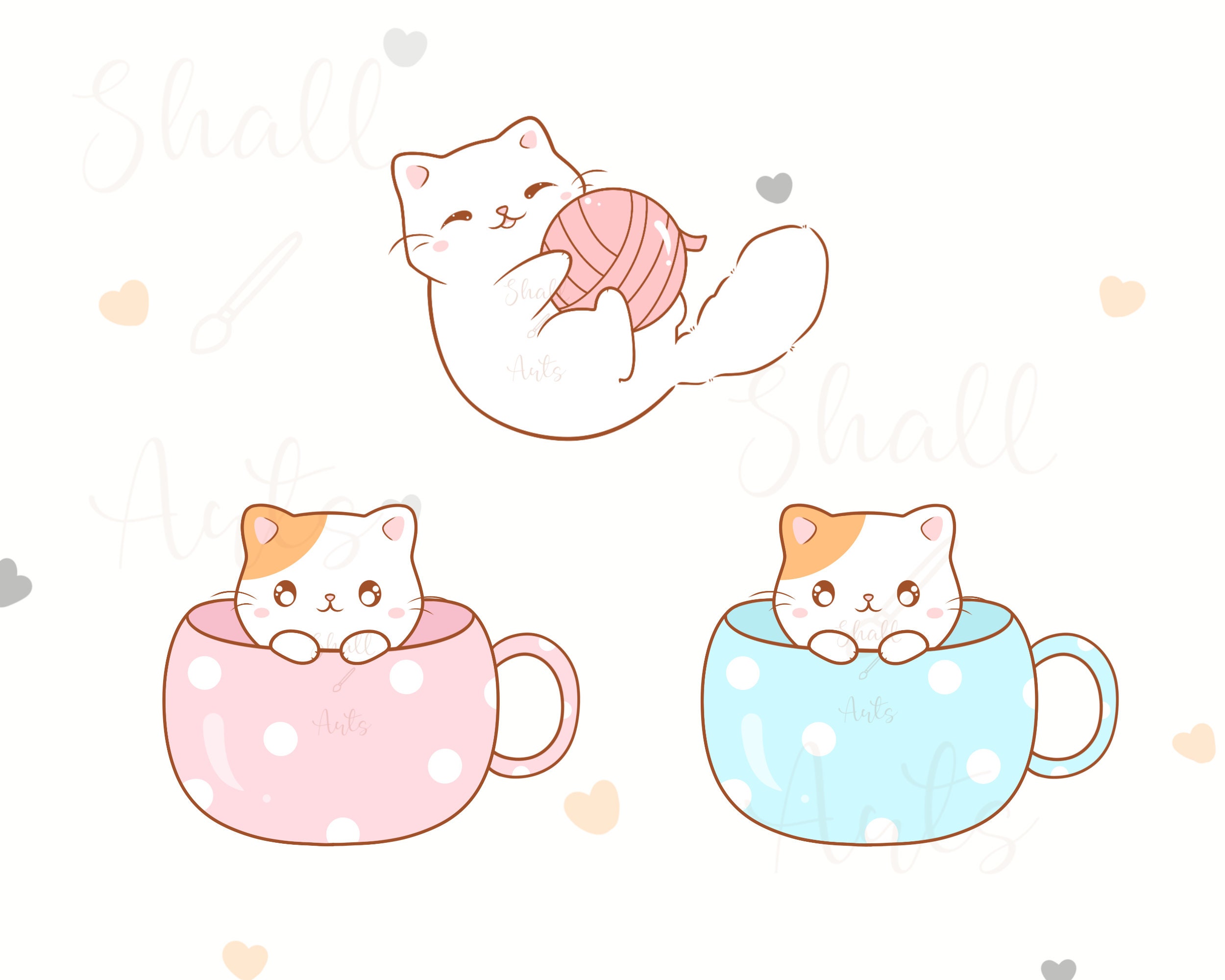 Cute Cats Clipart Cat PNG Cute Cat Playing Clipart Digital - Etsy