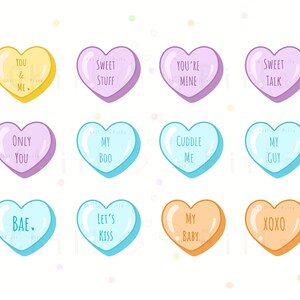 Conversation Hearts With Blanks Clipart, Valentine's Clipart, Heart ...