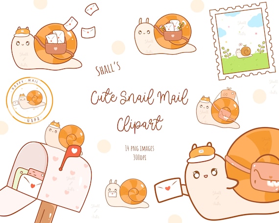 Cute Snail Mail Clipart Mail PNG Snail Happy Mail Clipart - Etsy