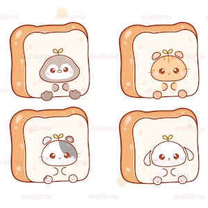 Bread Loaf Animals Clipart, Cute Animals PNG, Cute Cats Clipart, Kawaii ...