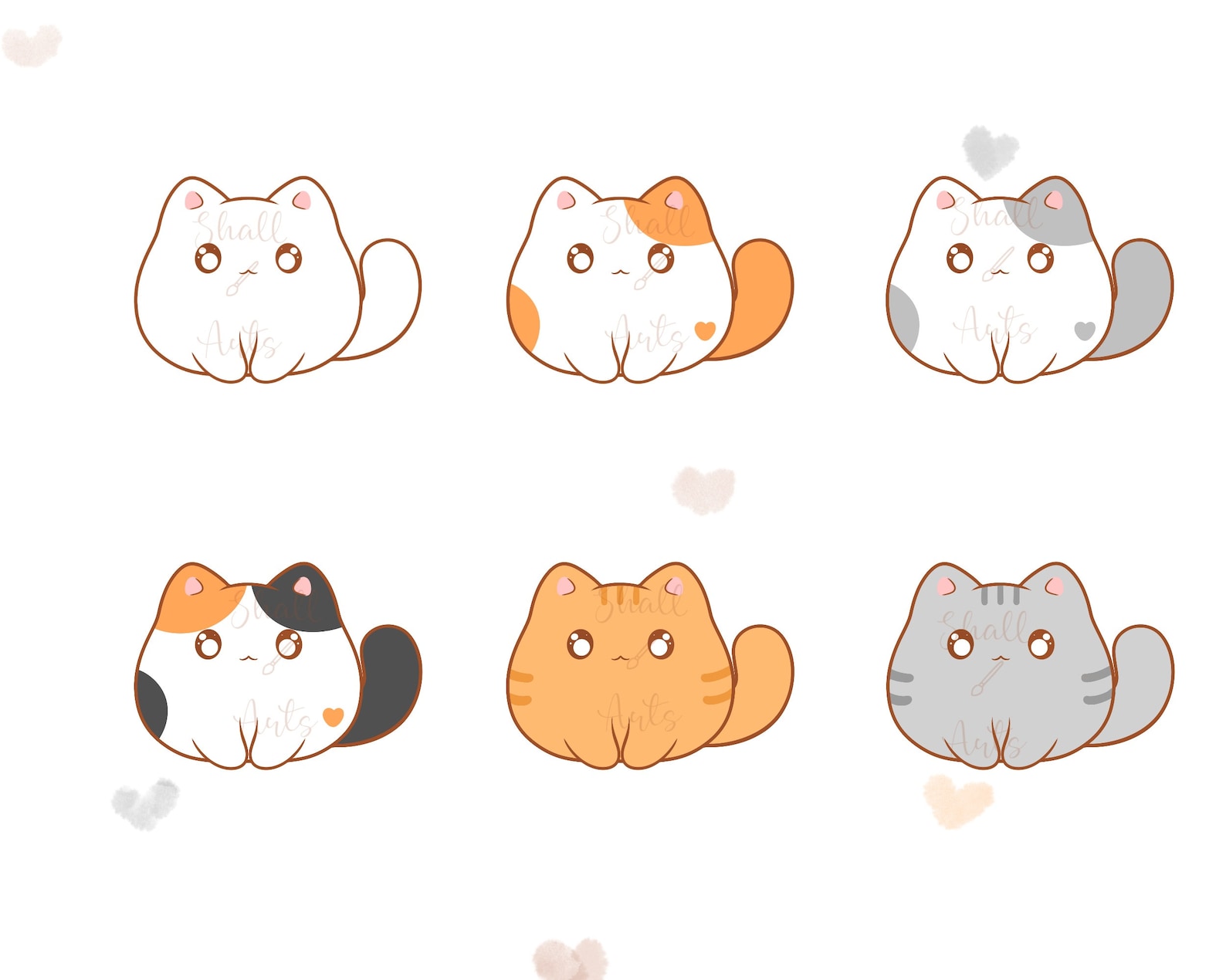 Cute Cats Clipart Cat PNG Cute Chonky Cats Clipart Digital - Etsy
