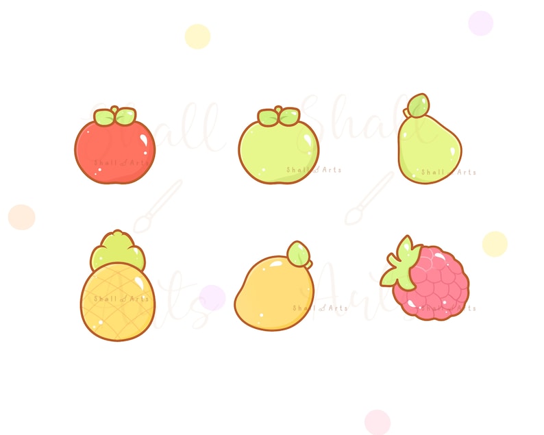 Kawaii Fruits Clipart, Fruits PNG, Cute Fruits Clipart, Strawberry ...
