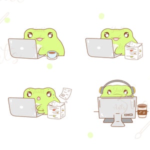 Kawaii Working Frog Clipart, Working Day Clipart, Frog PNG, Frog ...